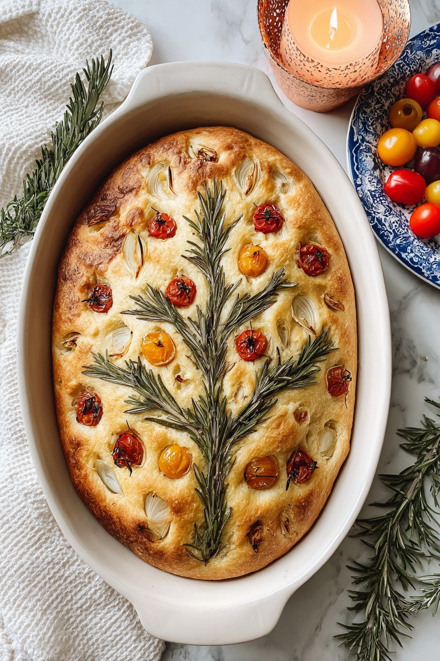 Festive Christmas Tree Focaccia: Beautiful Holiday Bread