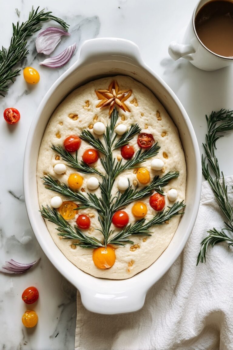 Festive Christmas Tree Focaccia: Beautiful Holiday Bread